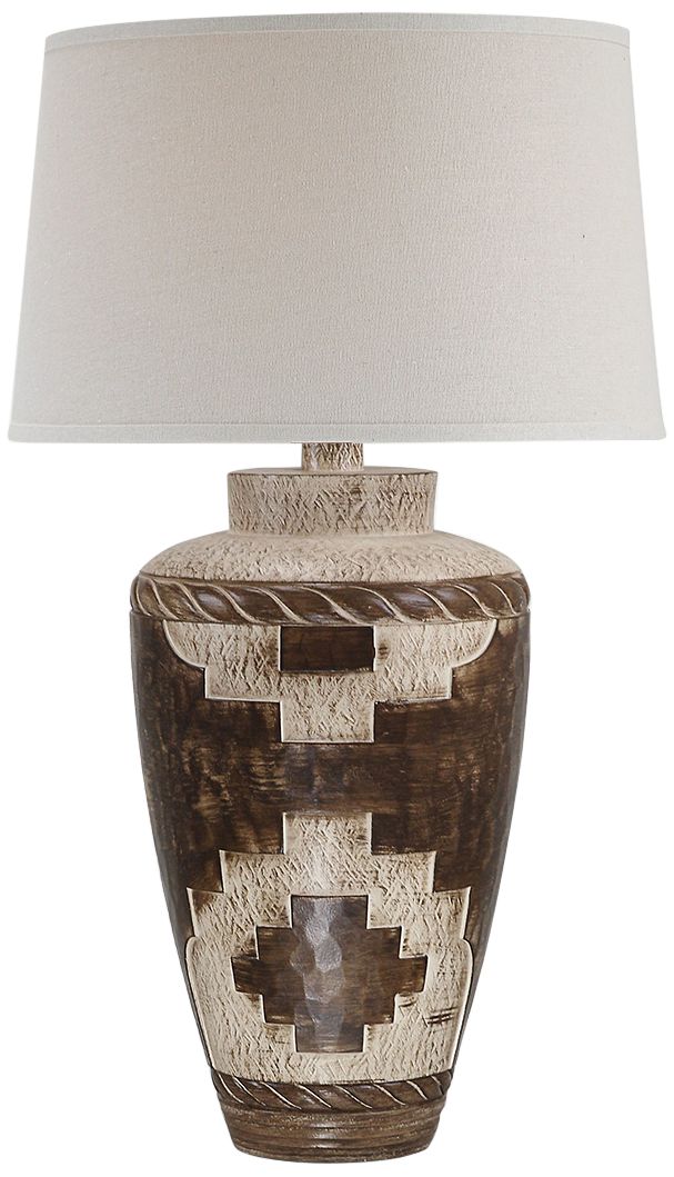 Willarae Weathered Brown Hydrocal Vase Table Lamp - #001R0 | Lamps Plus
