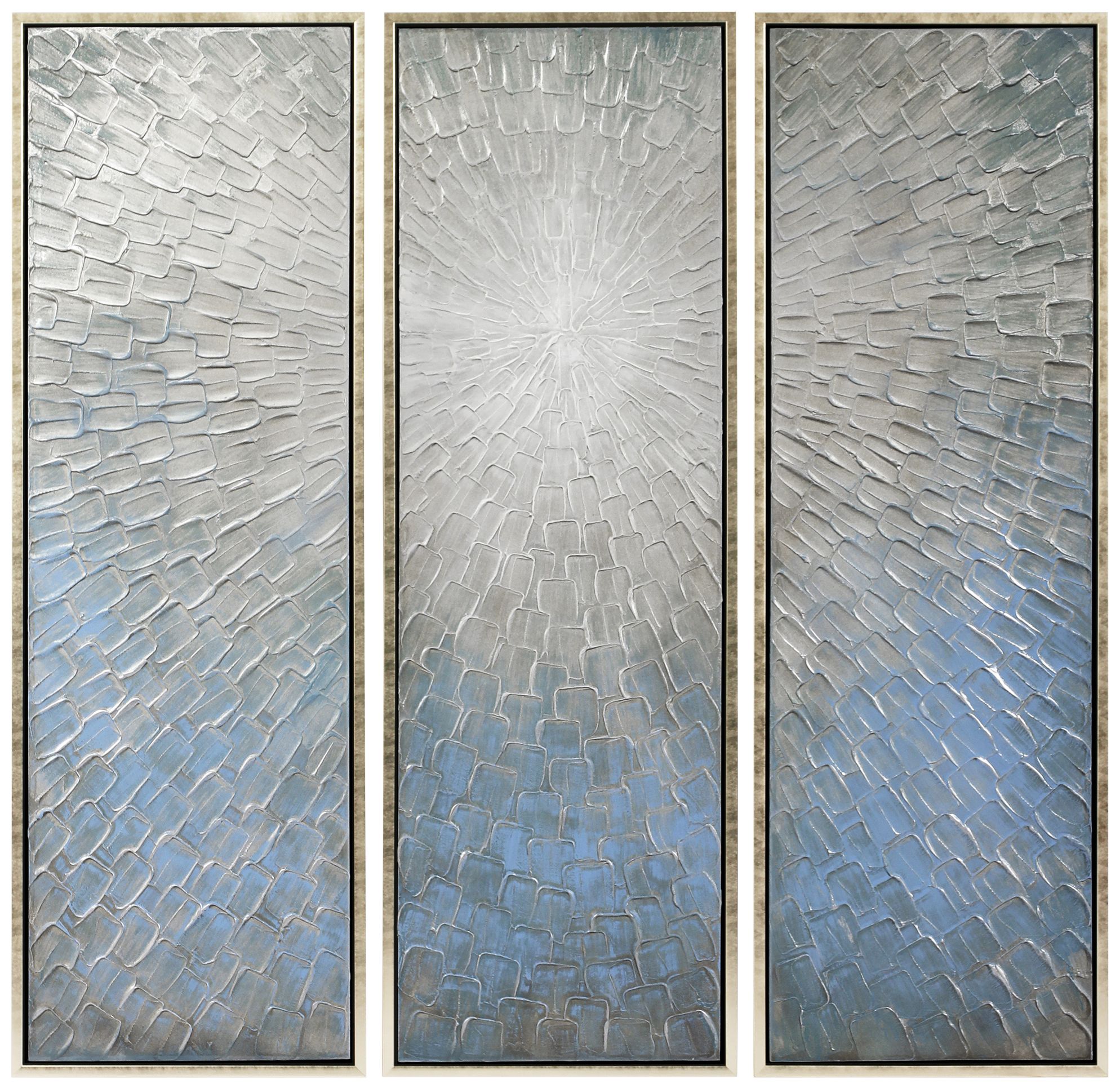 Silver Ice 60" High Metallic 3-Piece Framed Canvas Wall Art Set ...