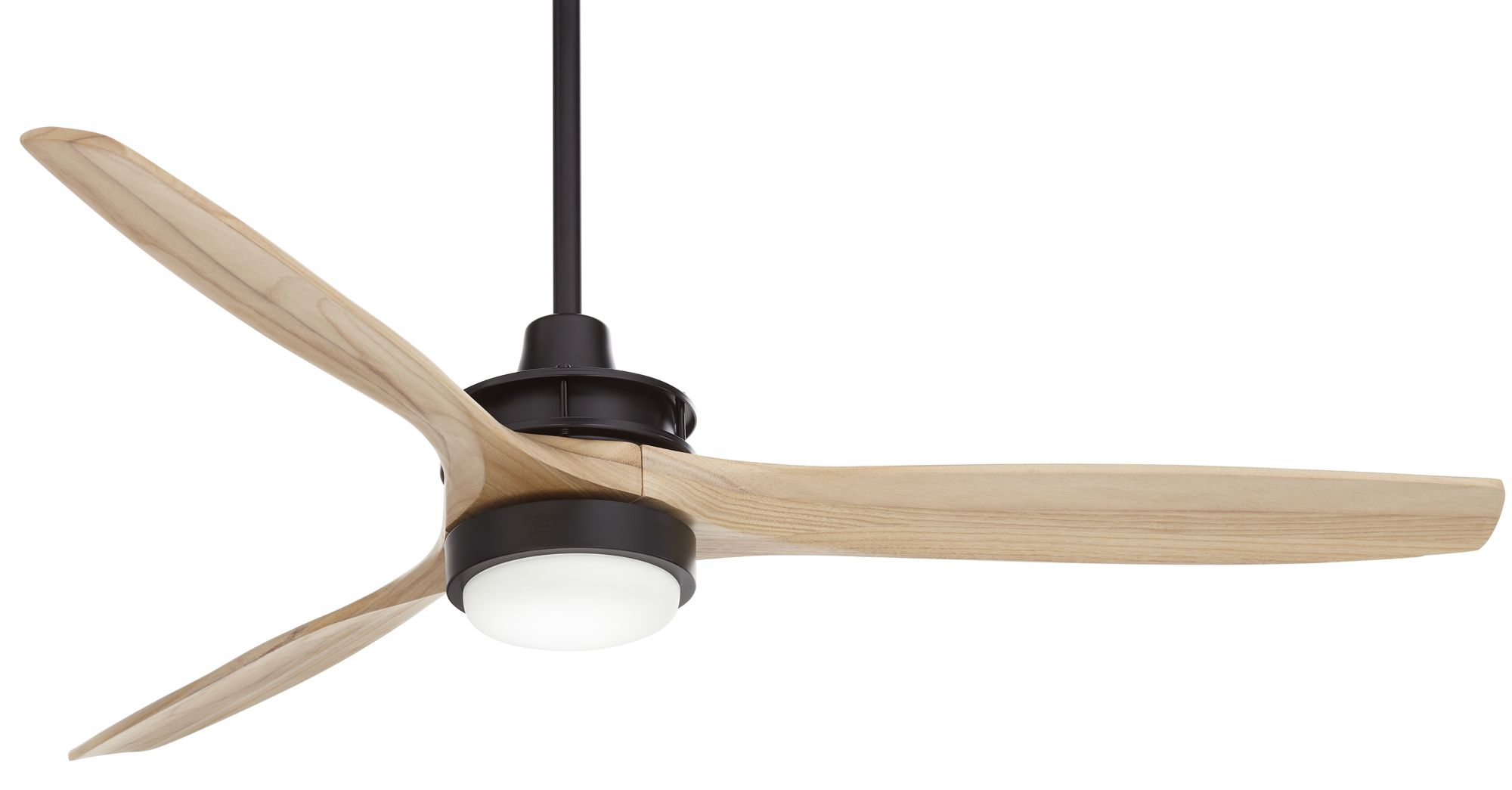 52" Windspun Matte Black and Natural Wood LED Ceiling Fan with Remote ...