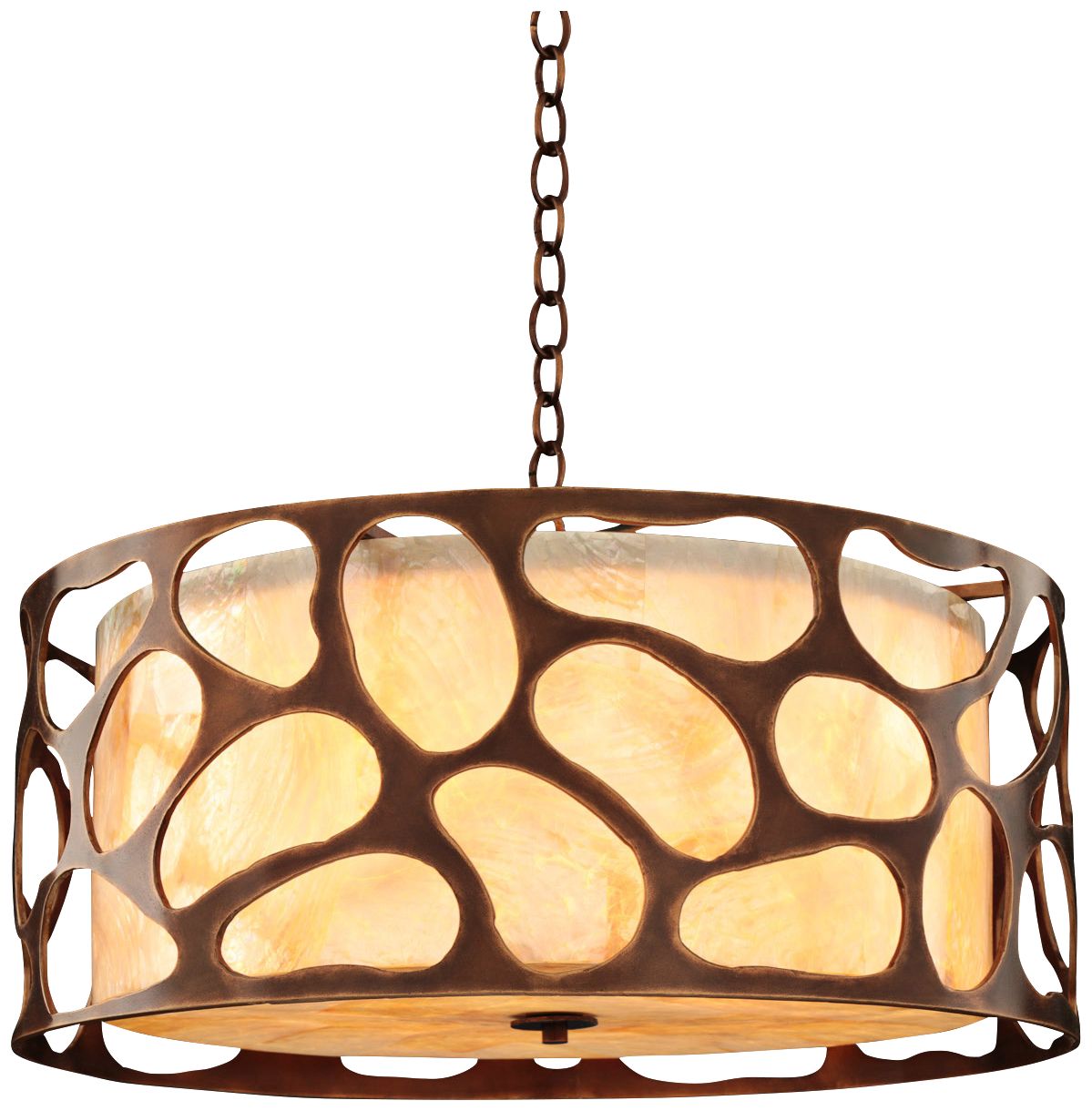 Gramercy 24"W Copper Patina Laser-Cut Drum Pendant Light - #13R08 ...