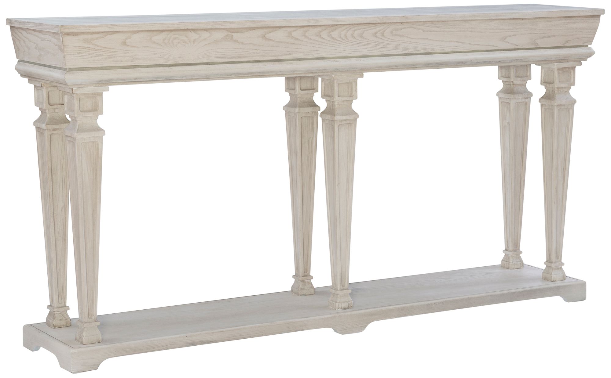 Benji 68" Wide Rustic Distressed Cream Console Table with Shelf ...