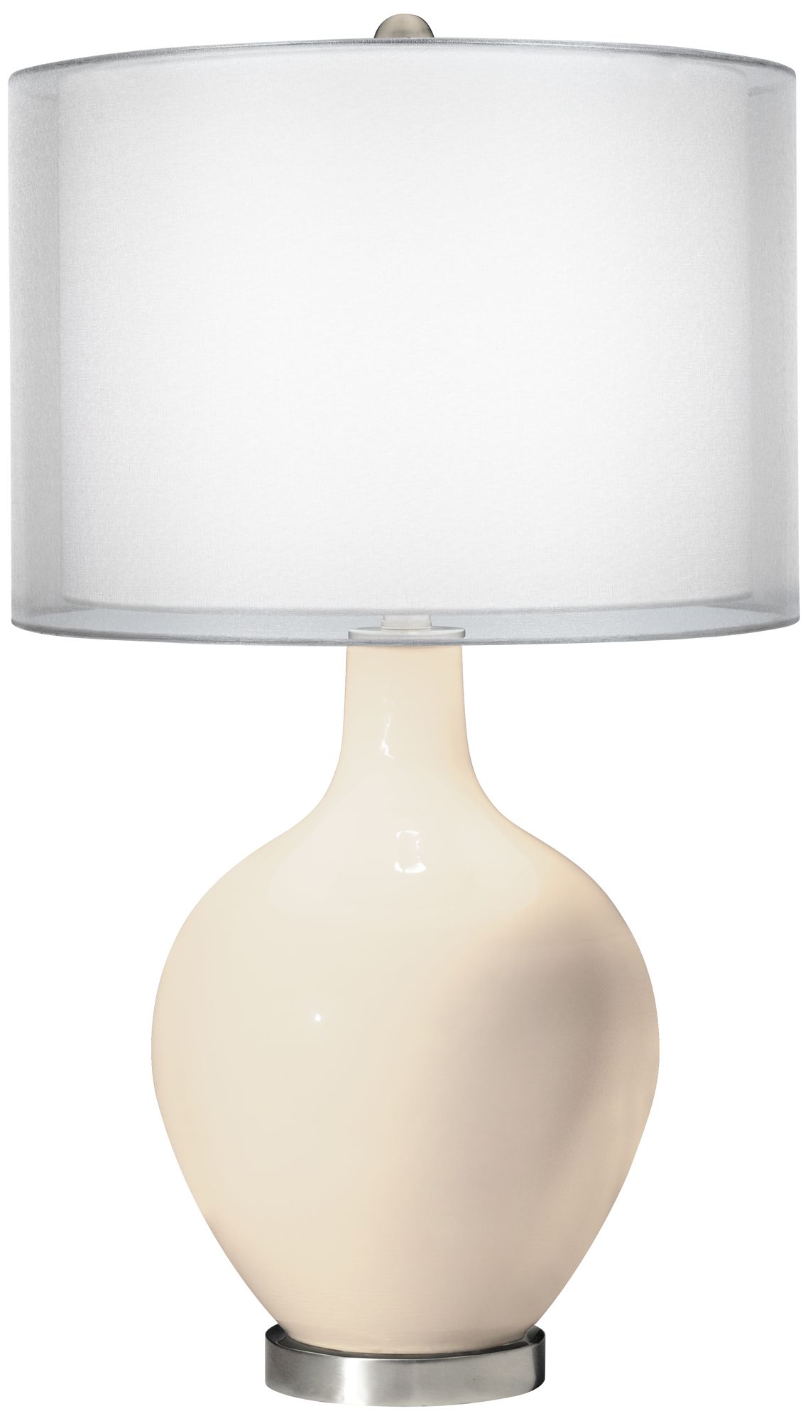Steamed Milk Double Sheer Silver Shade Ovo Table Lamp - #17K06 | Lamps Plus
