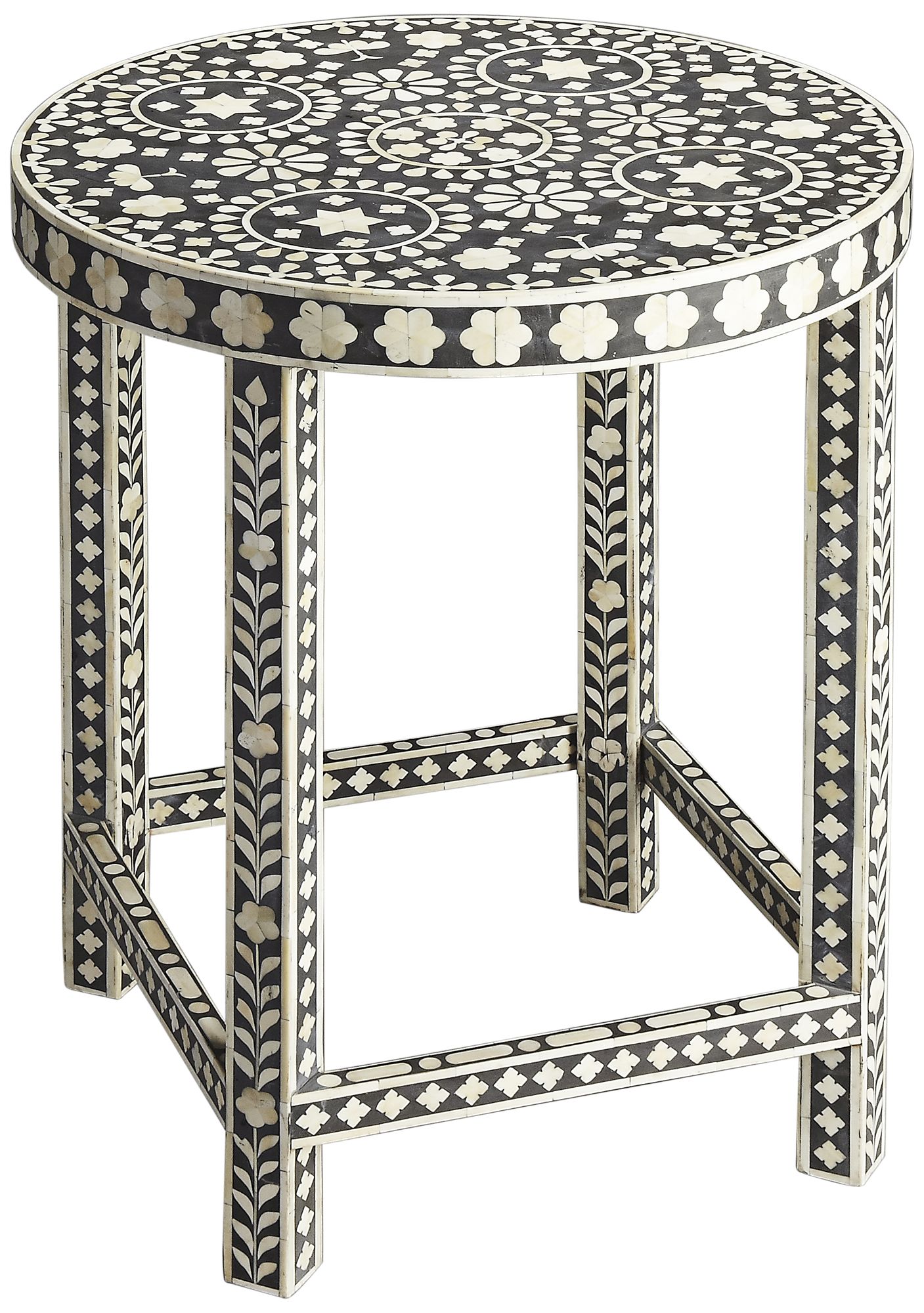 Rosa 24" Wide Bone Inlay Round Accent Table - #17X98 | Lamps Plus
