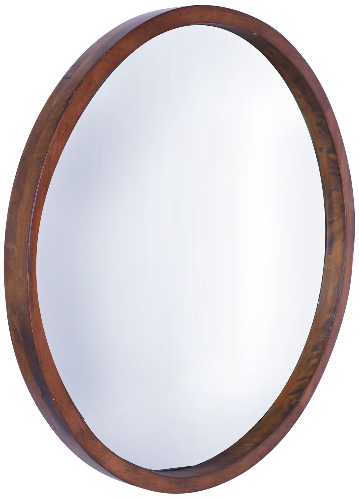 Northwood Walnut Brown 22" Round Wooden Wall Mirror - #204A0 | Lamps Plus