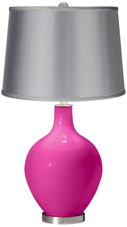 Fuchsia - Satin Light Gray Shade Ovo Table Lamp - #28R85 | Lamps Plus