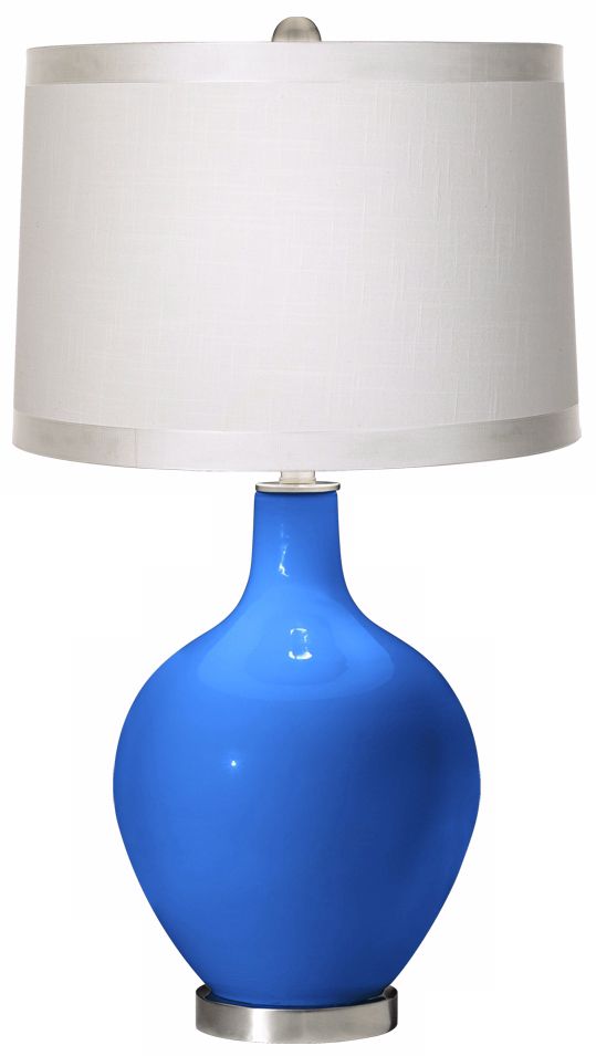 Royal Blue White Drum Shade Ovo Table Lamp - #28T25 | Lamps Plus