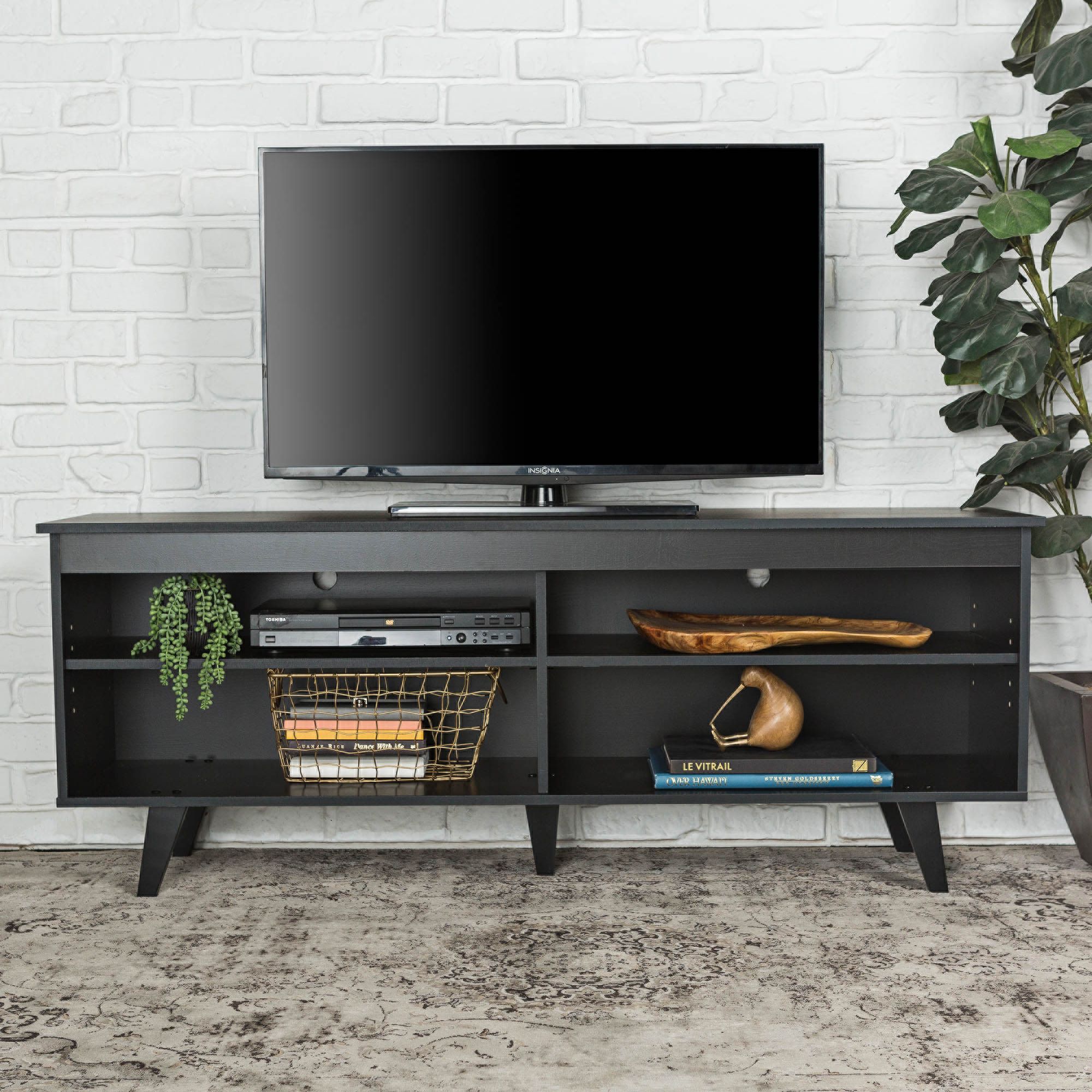 Jones 58" Wide Black Wood Modern TV Media Console - #31C39 | Lamps Plus