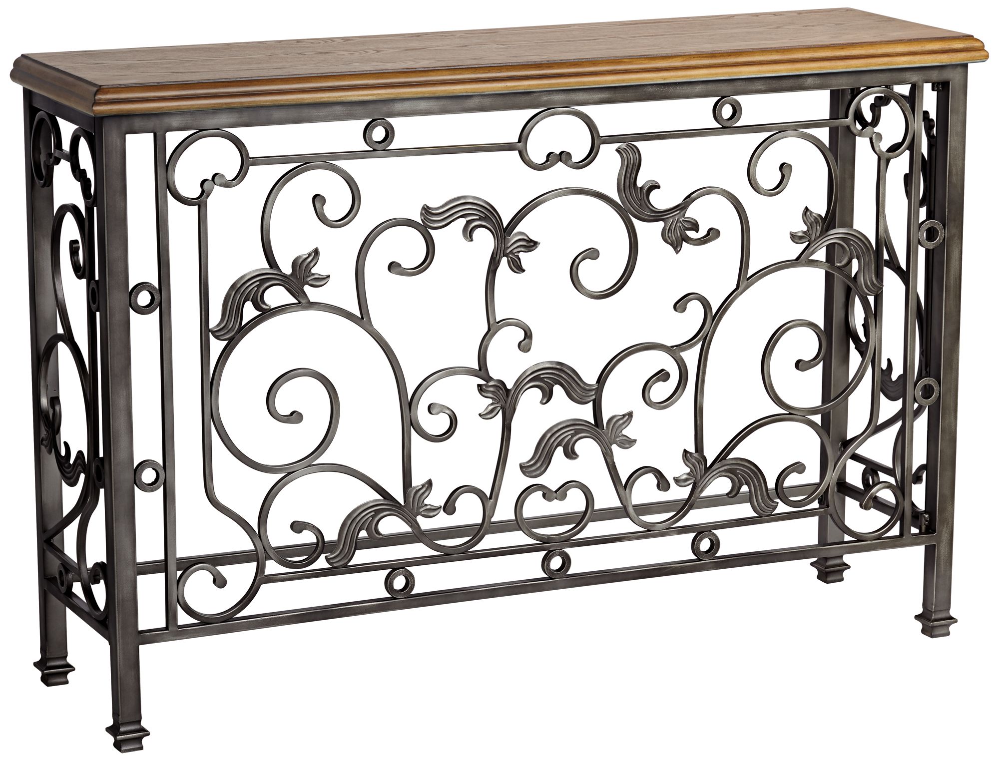 Leda 50 1/2" Wide Antique Pewter and Elm Wood Console Table - #32M62 ...