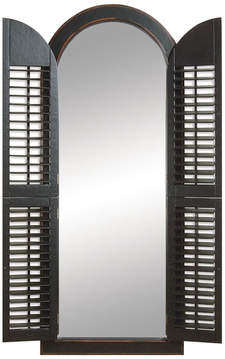 Arched Shutter Rusticated Black 30" x 72" Wall Mirror - #383E0 | Lamps Plus