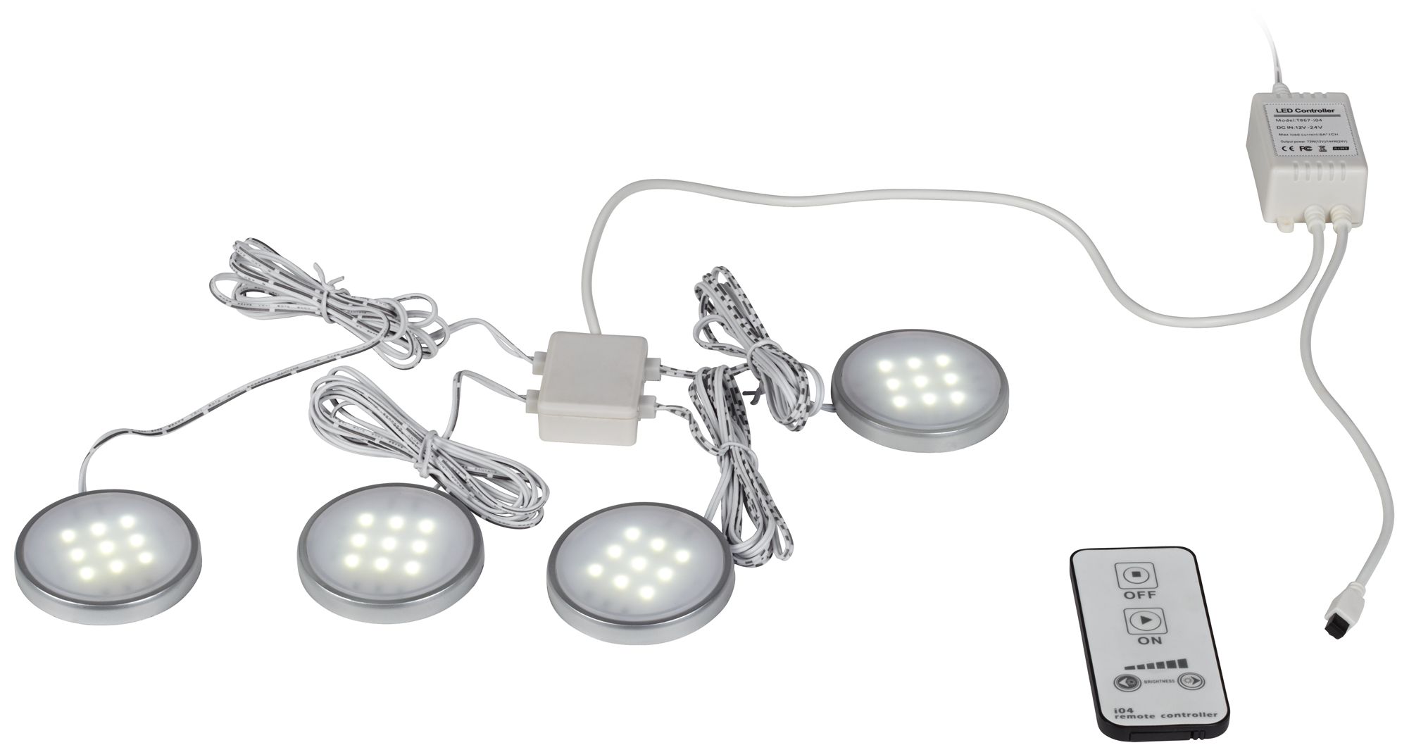 4-Light LED Puck Light Kit with Remote Control - #3F960 | Lamps Plus