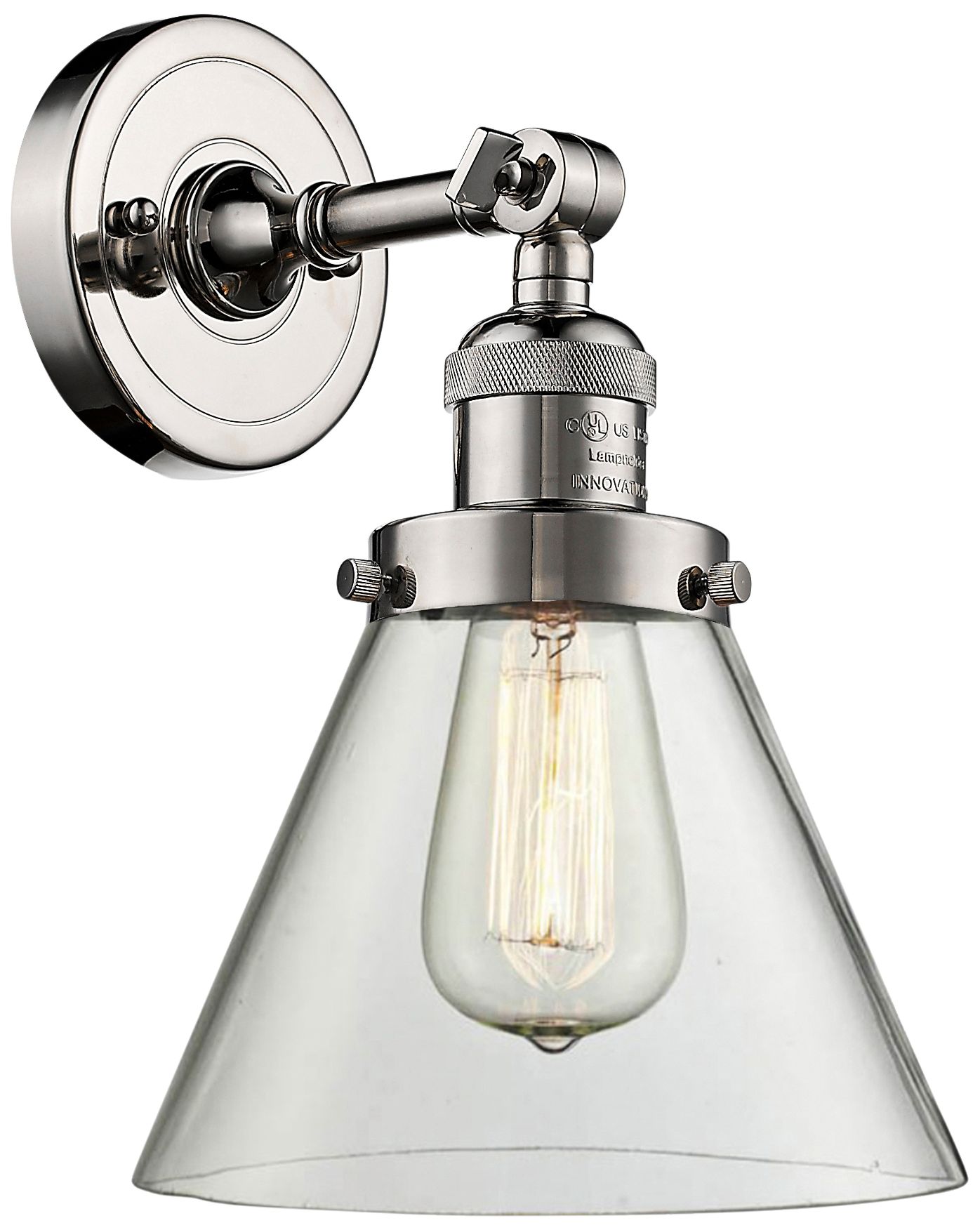 Large Cone 10" High Polished Nickel Adjustable Wall Sconce - #40W97 ...
