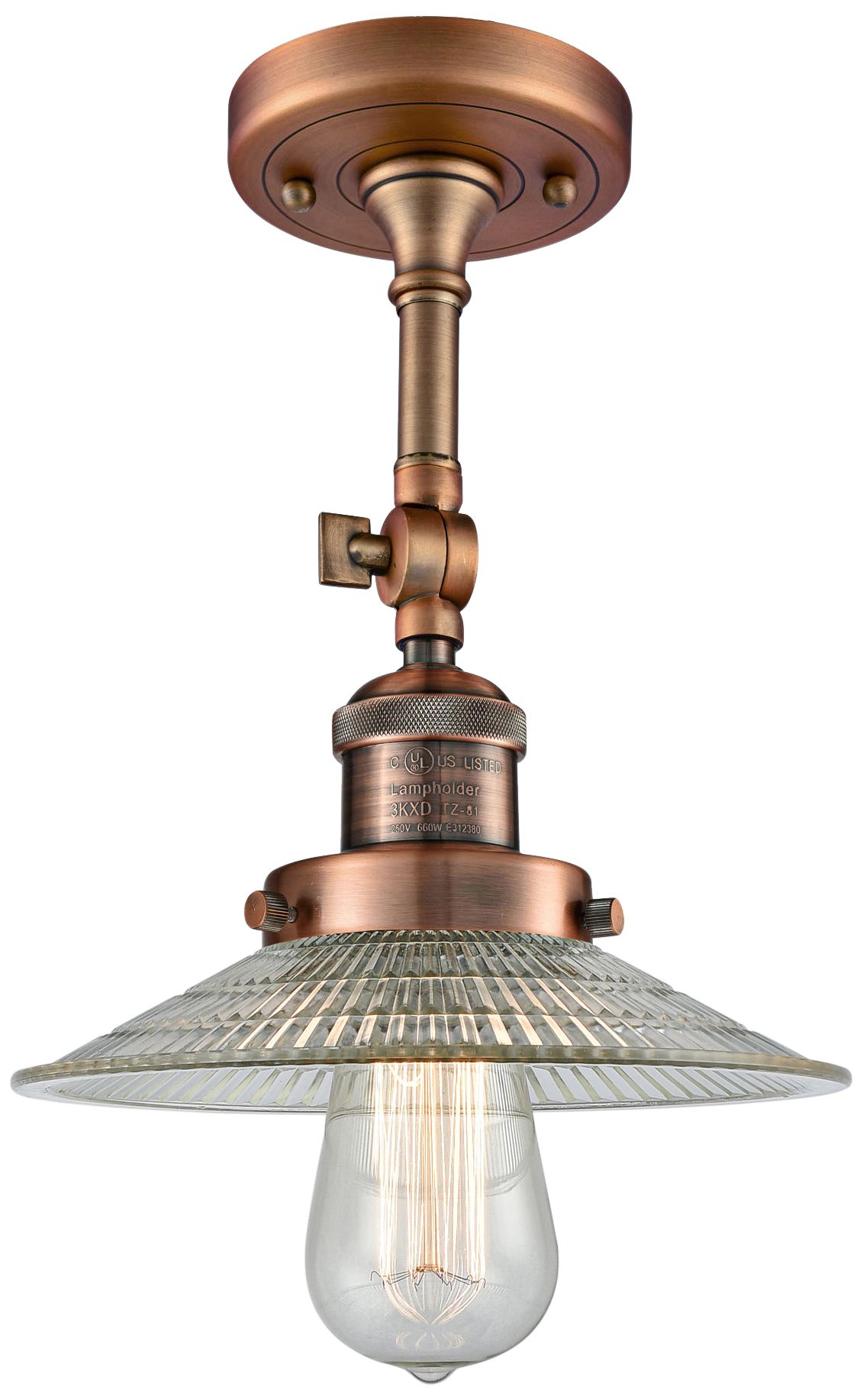 Halophane 8 1/2"W Antique Copper Adjustable Ceiling Light - #40X92 ...