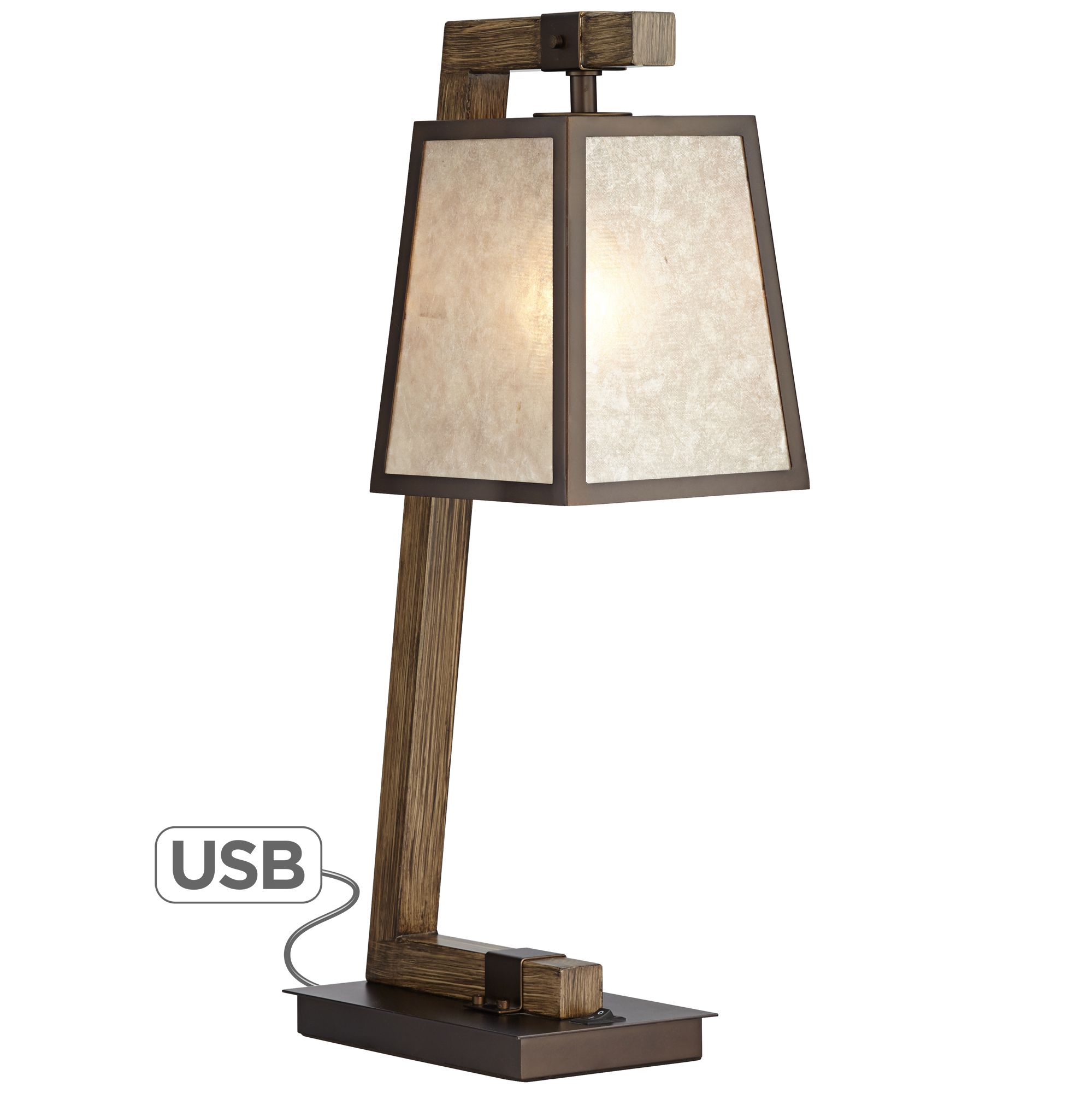 Tribeca Mica Shade Metal Table Lamp with USB Port - #53X31 | Lamps Plus