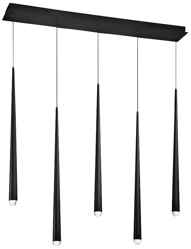 Cascade 17" Wide Matte Black LED 5-Light Multi Light Pendant - #55R20 ...