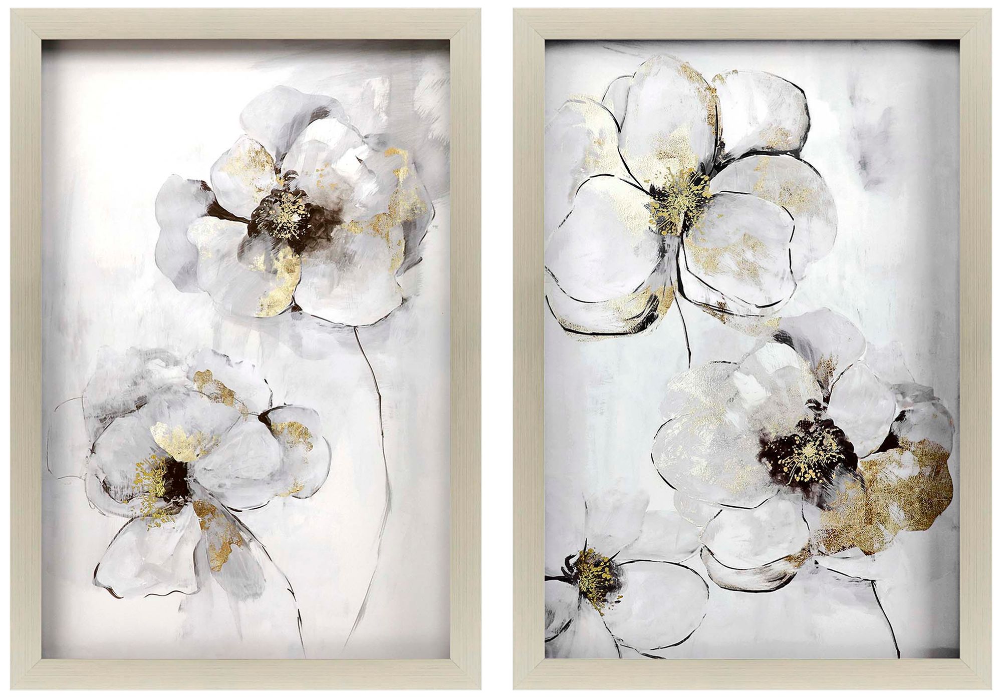 Silver Finesse 33" High 2-Piece Framed Shadow Box Wall Art Set - #573G1 ...