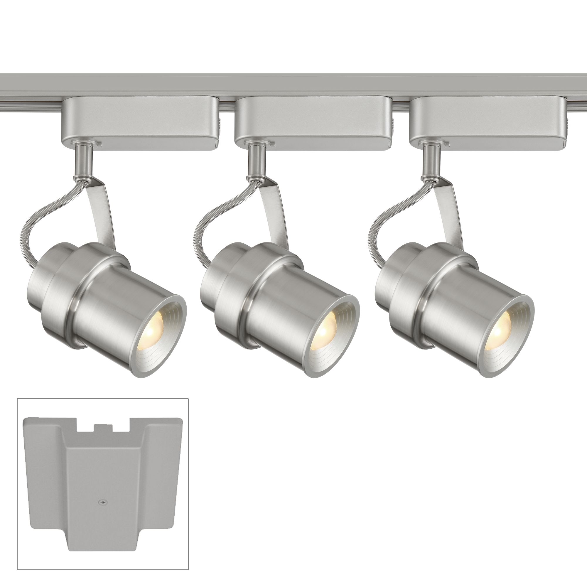 3-Light Silver LED Floating Canopy Track Kit - #57V45 | Lamps Plus