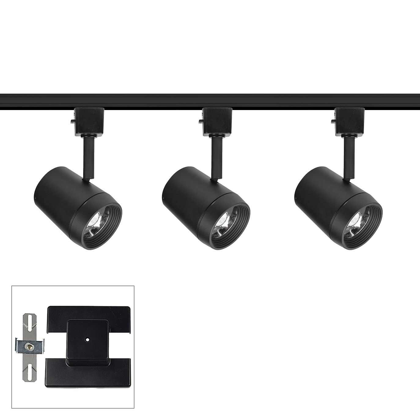 3-Light Black LED Track Kit with Floating Canopy - #57V60 | Lamps Plus