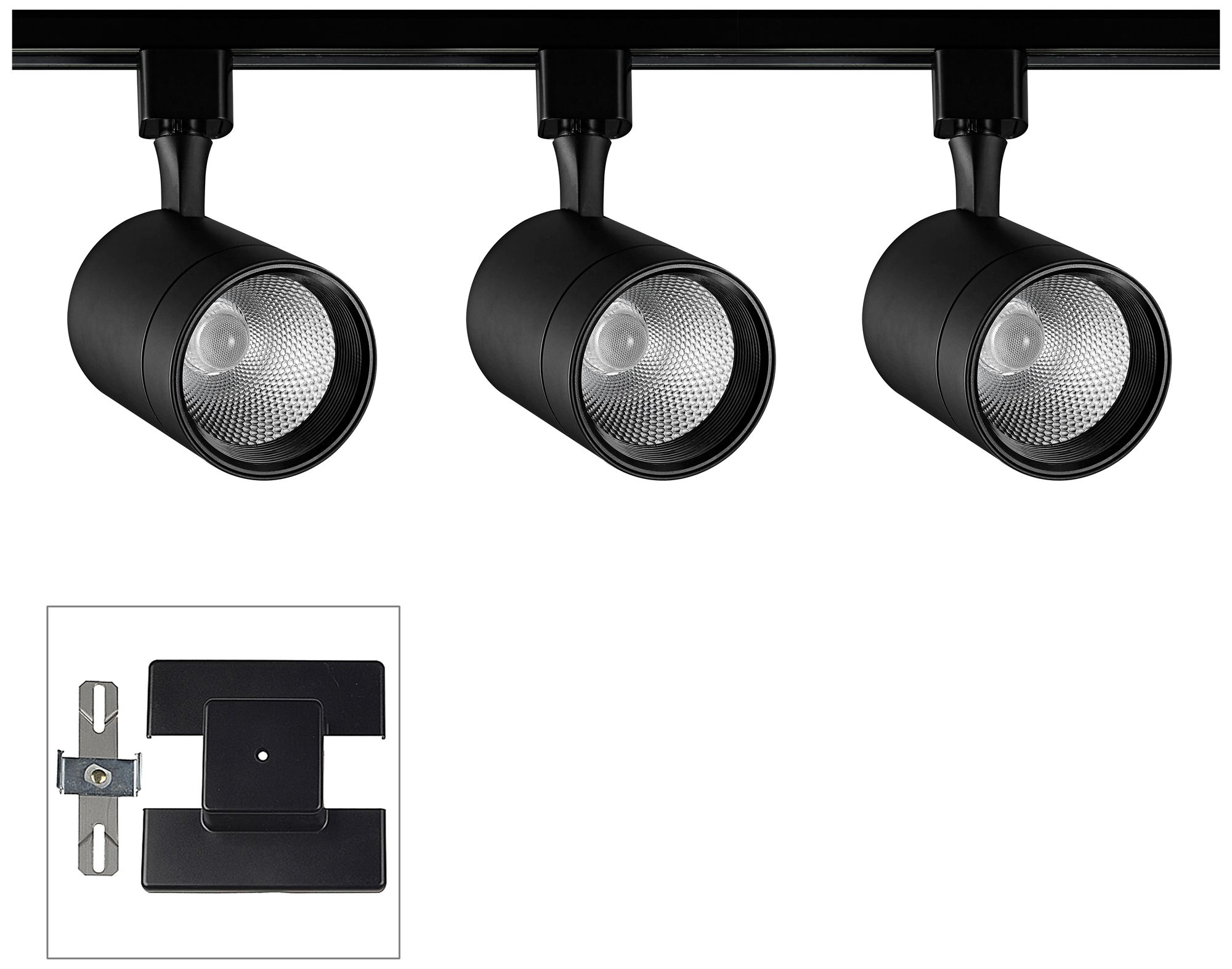 3-Light Black Anti-Glare 15W LED Floating Canopy Track Kit - #57X41 ...