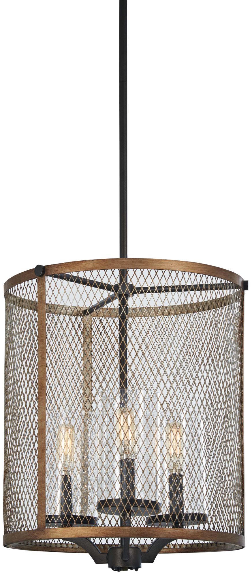 Marsden Commons 14"W Smoked Iron and Gold 3-Light Pendant - #58M73 ...