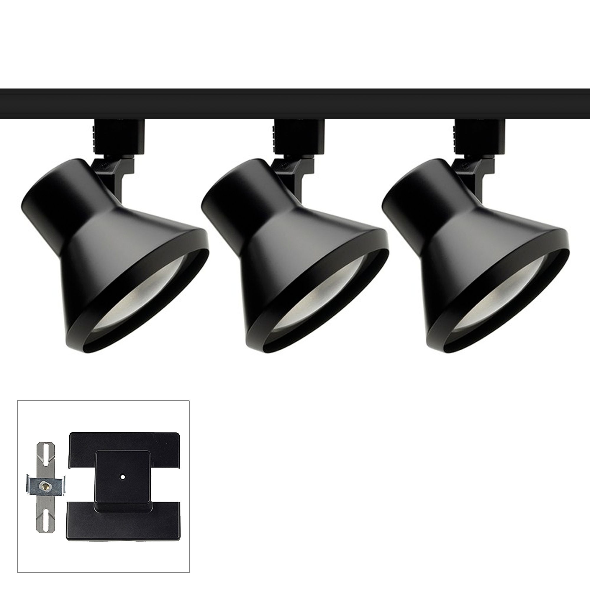 Trac-Lite 3-Light Flared Black Floating Canopy Track Kit - #62R91 ...