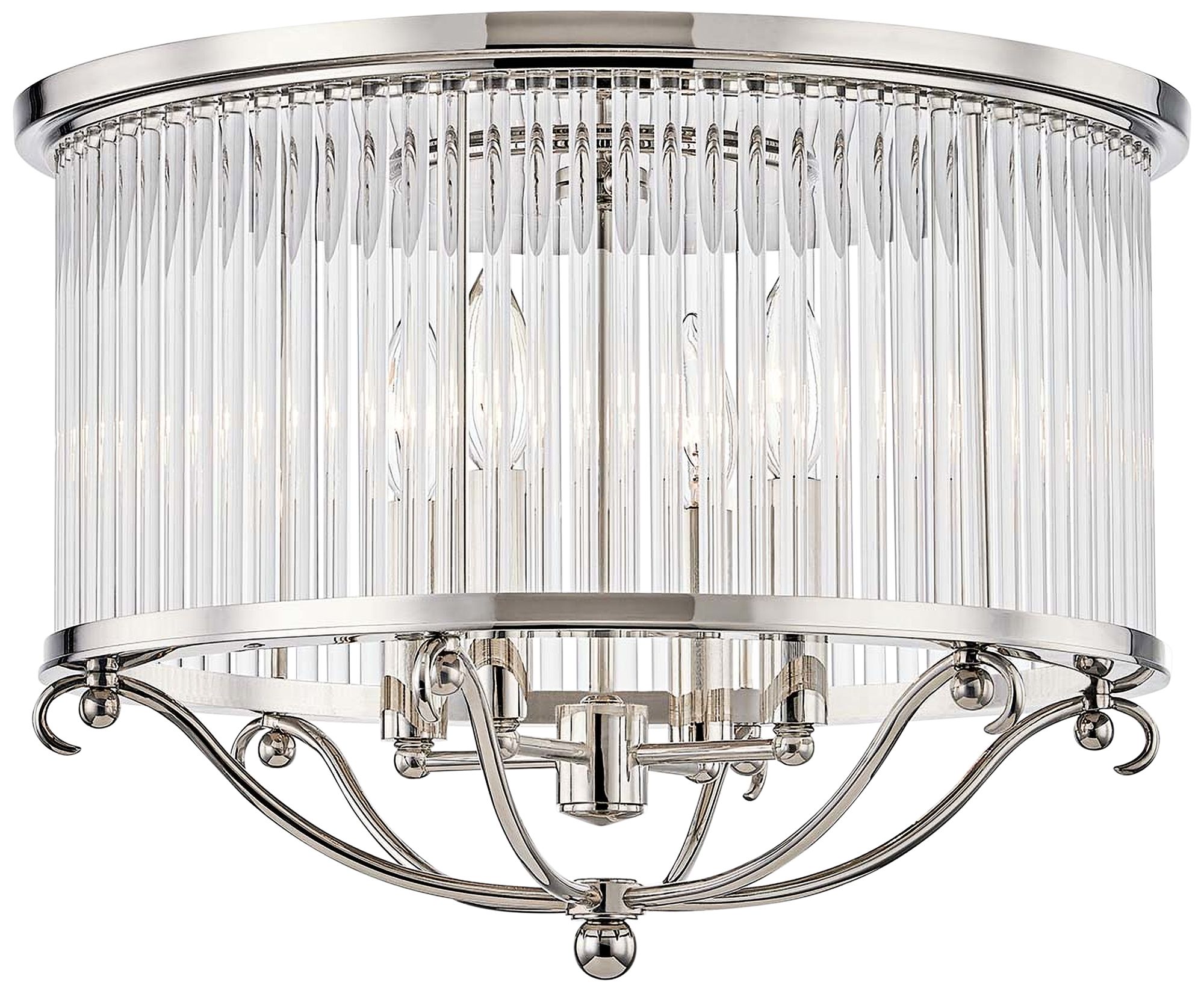Glass No.1 19"W Polished Nickel Crystal Rods Ceiling Light - #67N14 ...