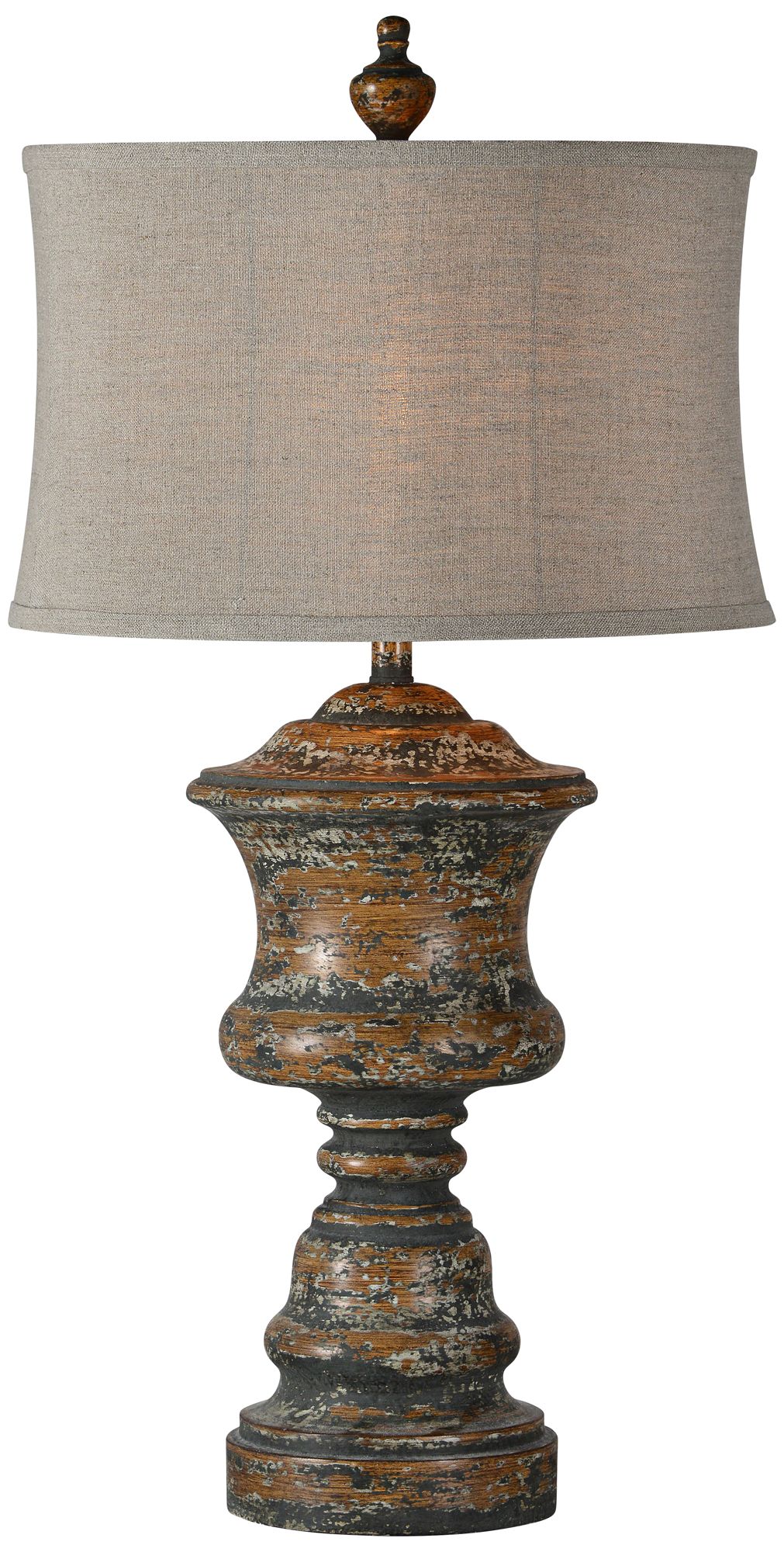 Hannah Medium Brown and Gray Distressed Table Lamp - #70A81 | Lamps Plus