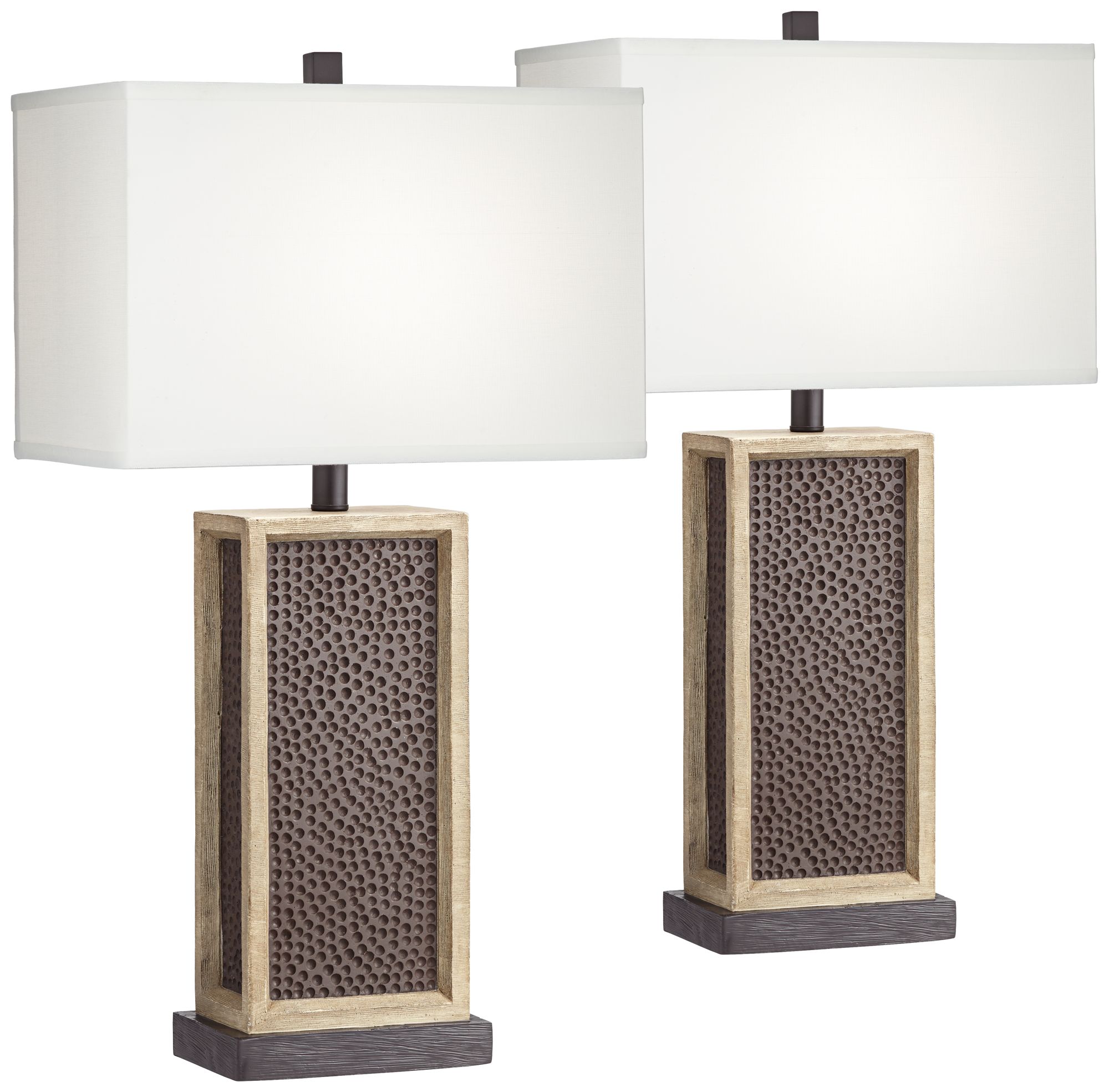 Leandro Rustic Column LED Table Lamps with Dimmers Set of 2 - #79G39 ...