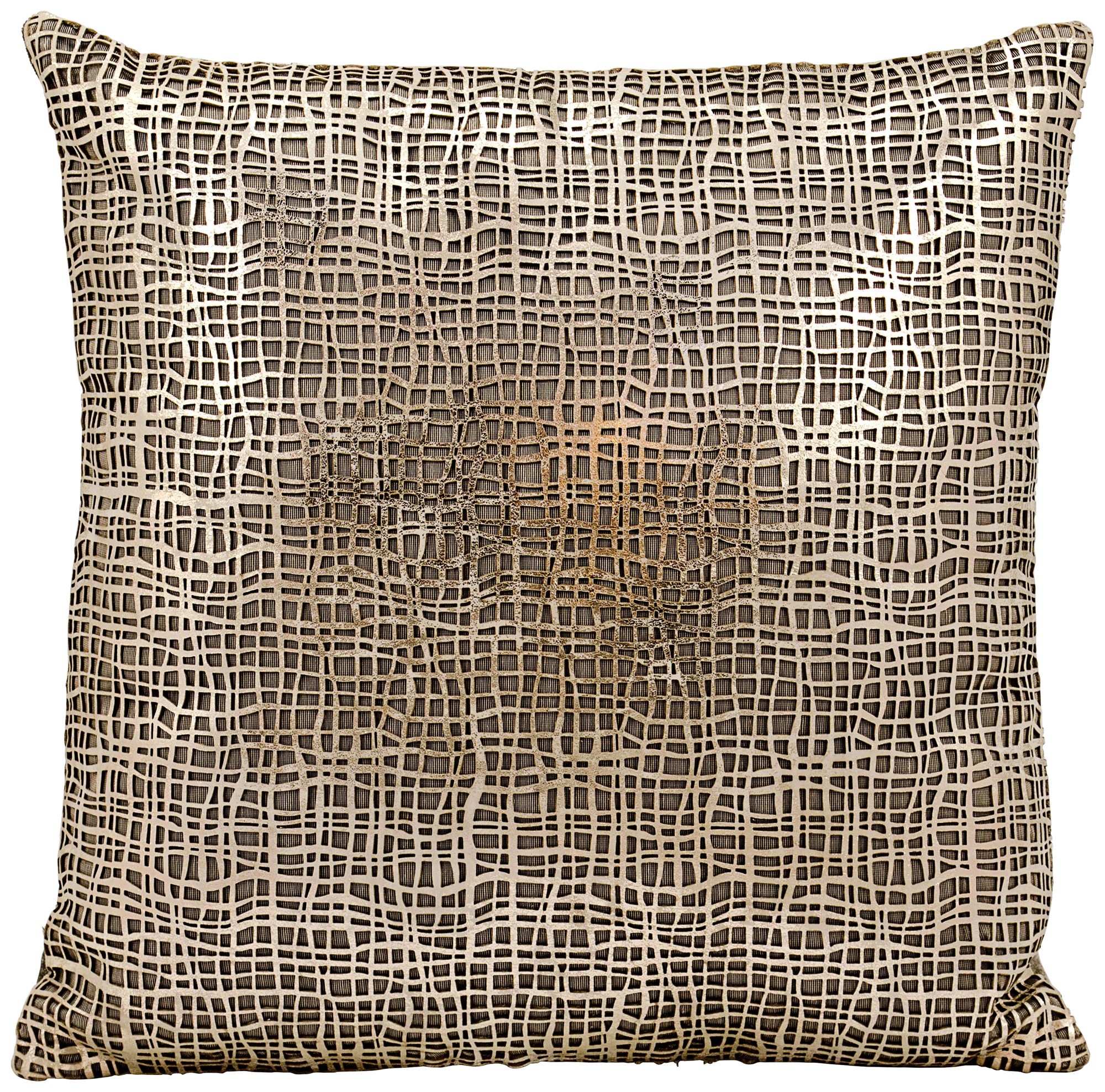 Mina Victory Laser-Cut Gold Crosshatch 18" Square Pillow - #7D449 ...