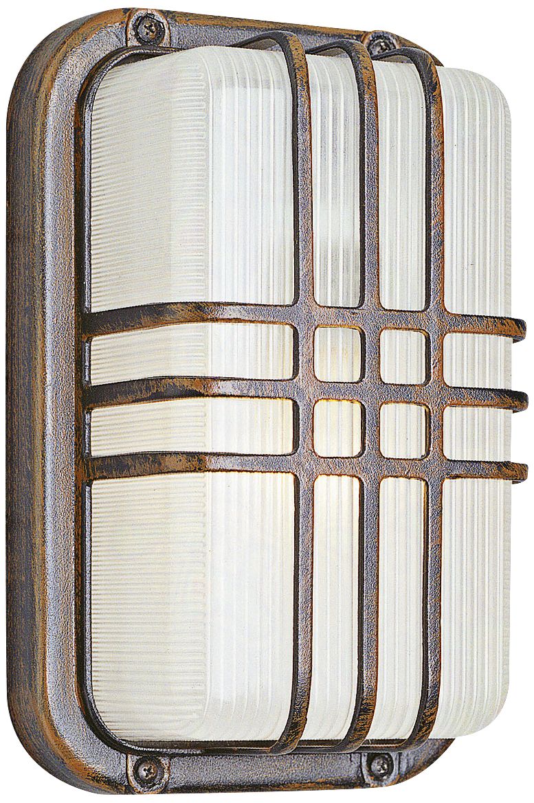 Rectangle Bulkhead 10" High Rust Outdoor Wall Light - #7P810 | Lamps Plus