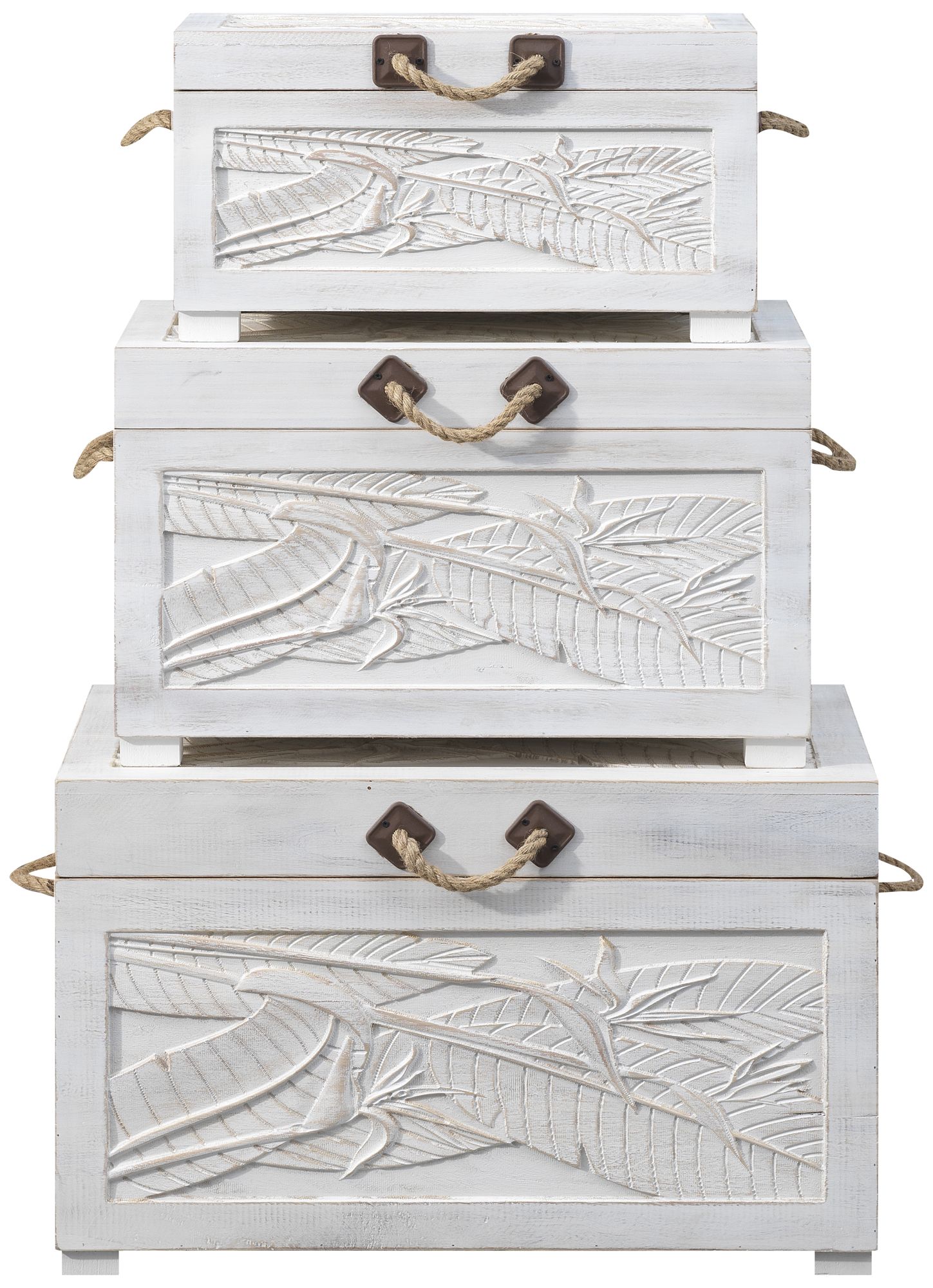 Tropics White Wash Wood Nesting Trunks Set of 3 - #80V11 | Lamps Plus