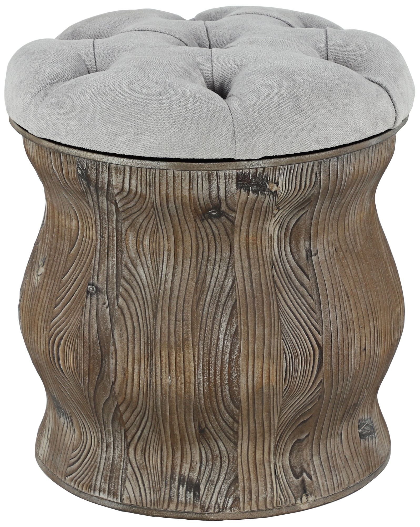 Newl Light Gray Tufted Round Wood Ottoman with Storage - #81A64 | Lamps ...