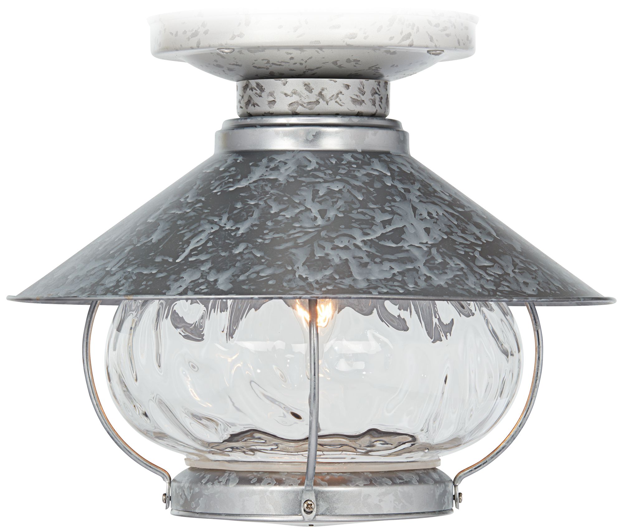 Galvanized Finish Lantern Outdoor LED Ceiling Fan Light Kit - #87P57 ...