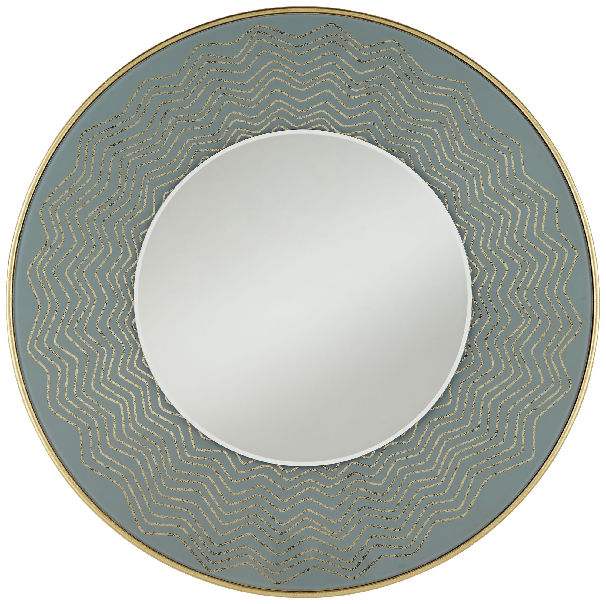Beldon Gold Leaf 31 1/2" Round Chevron Etched Wall Mirror - #91D11 ...