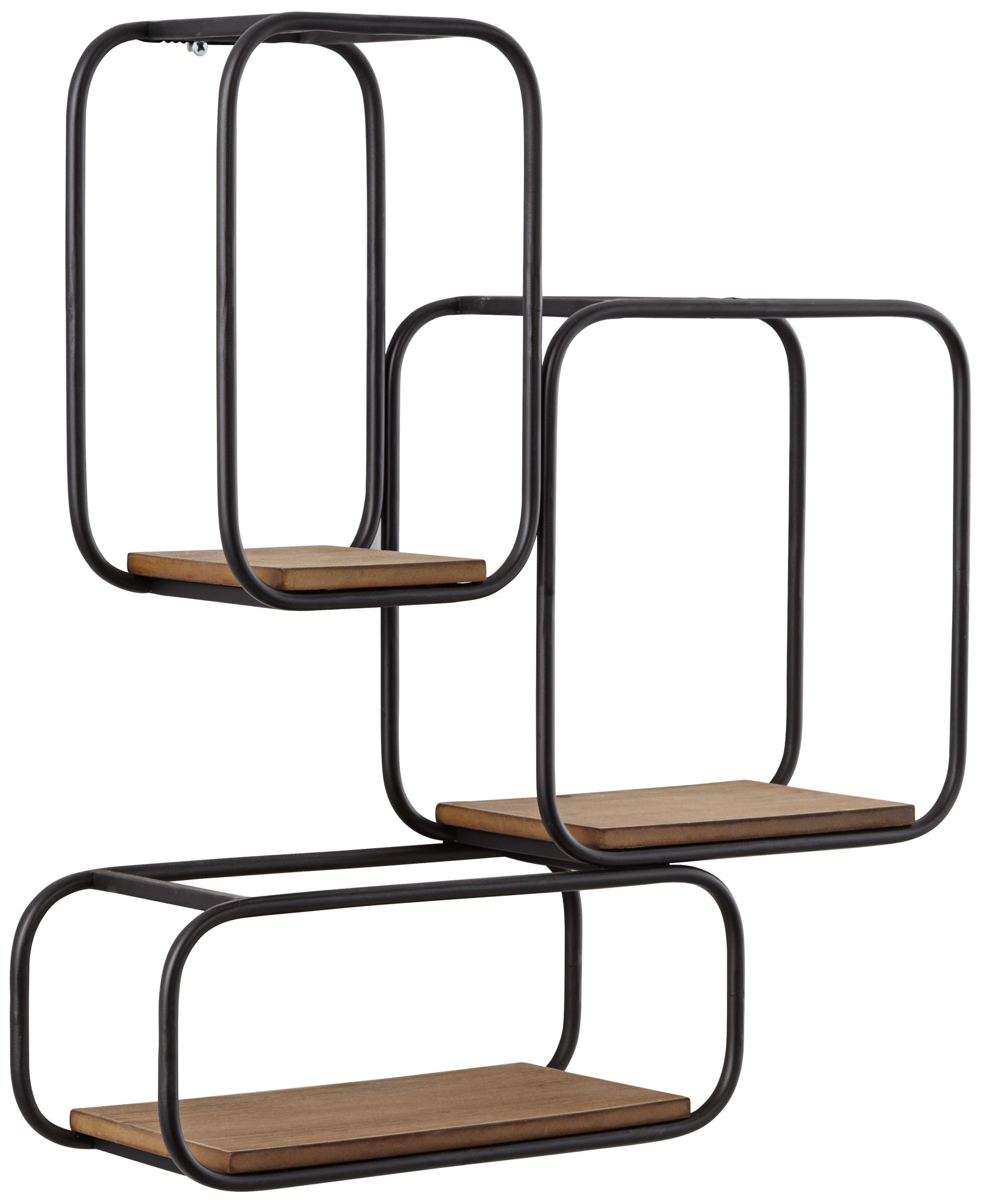 Jasper Matte Black and Brown Tri-Stacked Square Wall Shelf - #91G94 ...