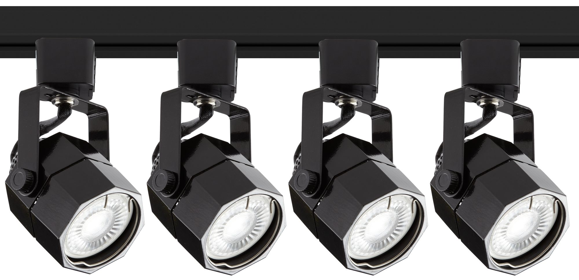 4-Light Black Octagonal LED Floating Canopy Track Kit - #93R27 | Lamps Plus