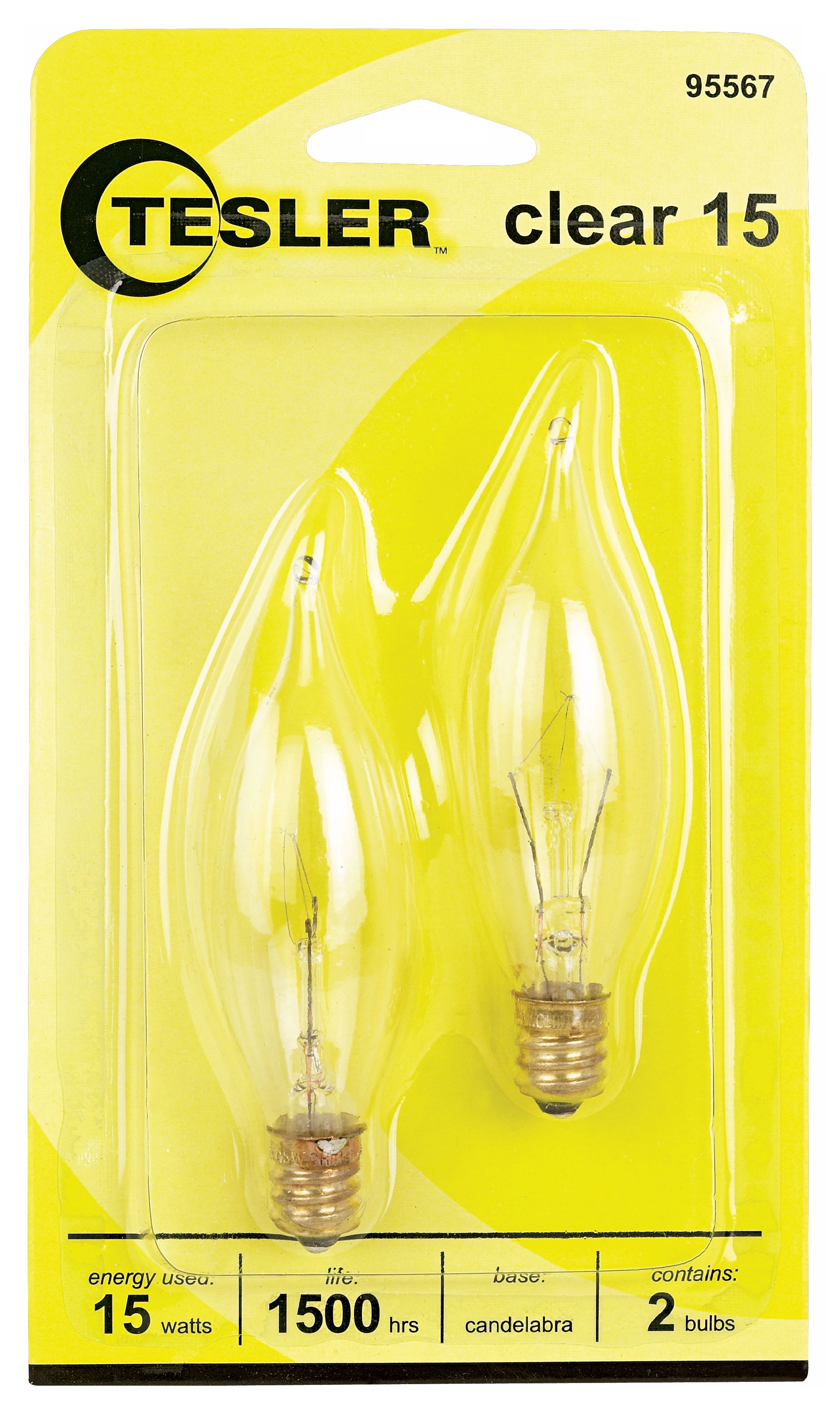Tesler 15 Watt 2-Pack Bent Tip Candelabra Light Bulbs - #95567 | Lamps Plus