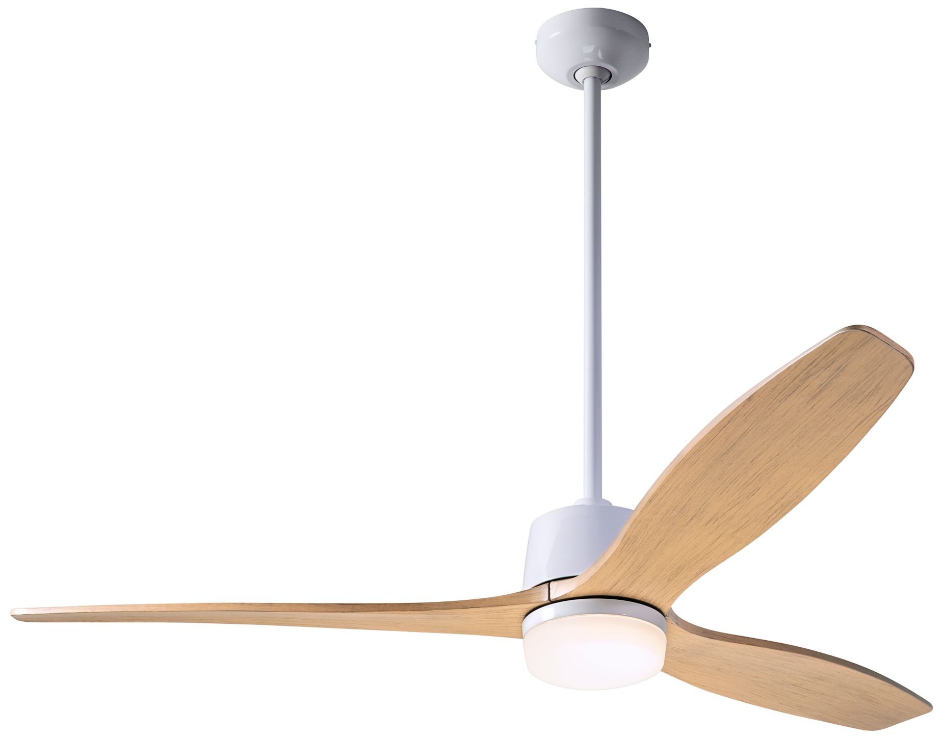 54" Modern Fan Arbor DC White Maple Damp LED Ceiling Fan with Remote ...