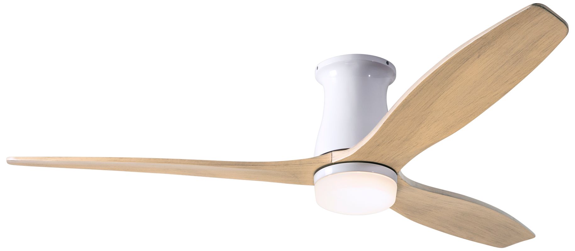 54" Modern Fan Arbor DC White Maple LED Hugger Ceiling Fan with Remote ...