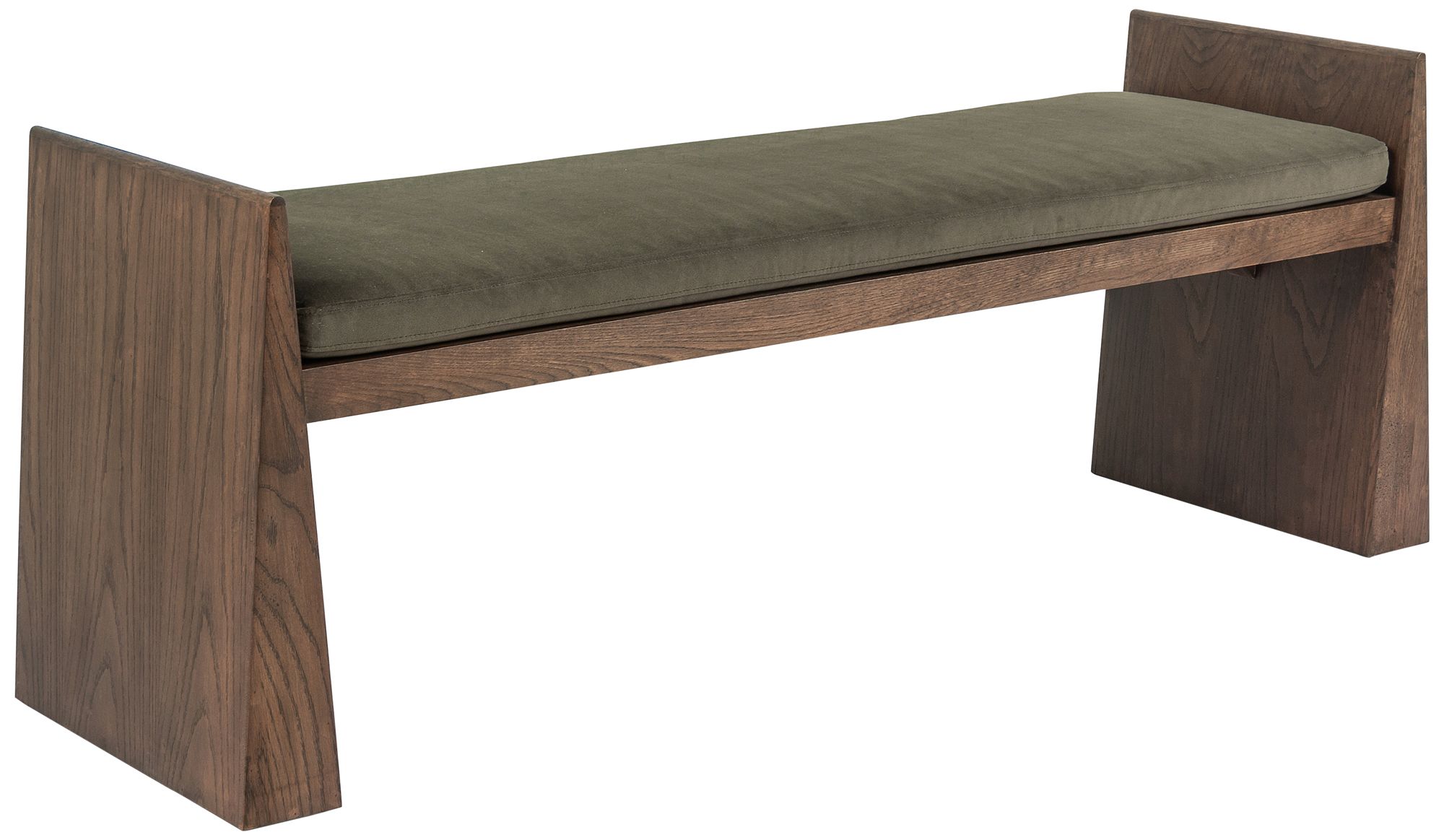 Marco Modern Brown Oak and Velvet Accent Bench - #97N54 | Lamps Plus