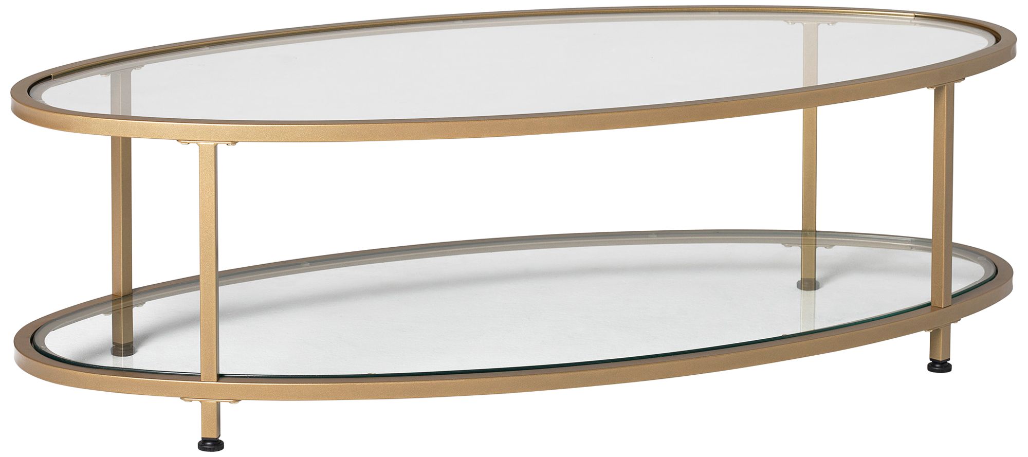 Camber 48" Wide Glass and Gold Oval Coffee Table - #98R27 | Lamps Plus