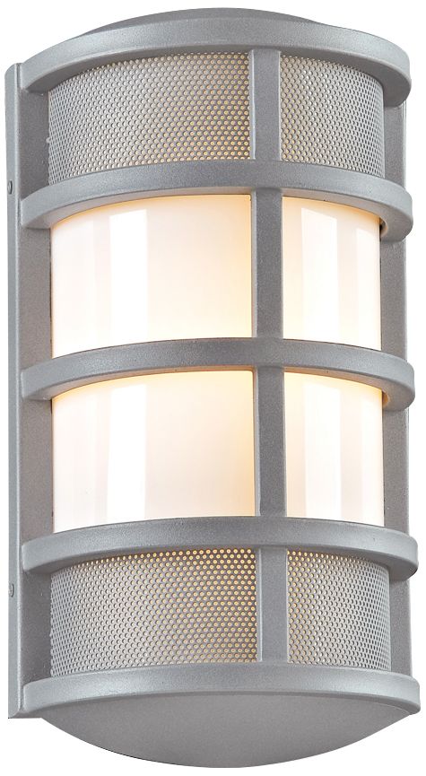 Olsay 15" High Silver Capsule Outdoor Wall Light - #9K078 | Lamps Plus