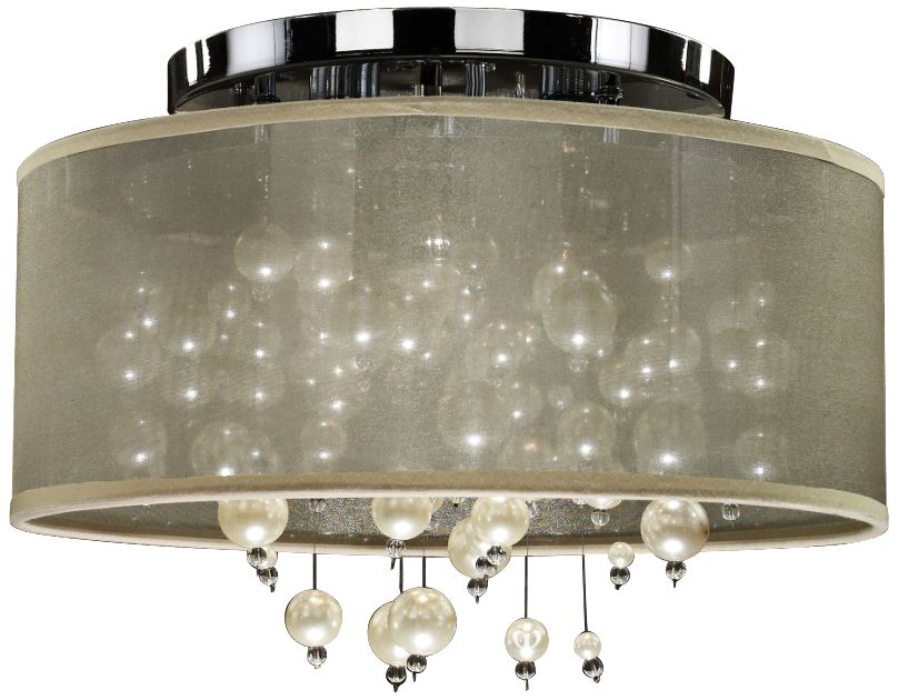 Champagne 15"W Chrome 3-Light Faux Pearl Ceiling Light - #9M008 | Lamps ...