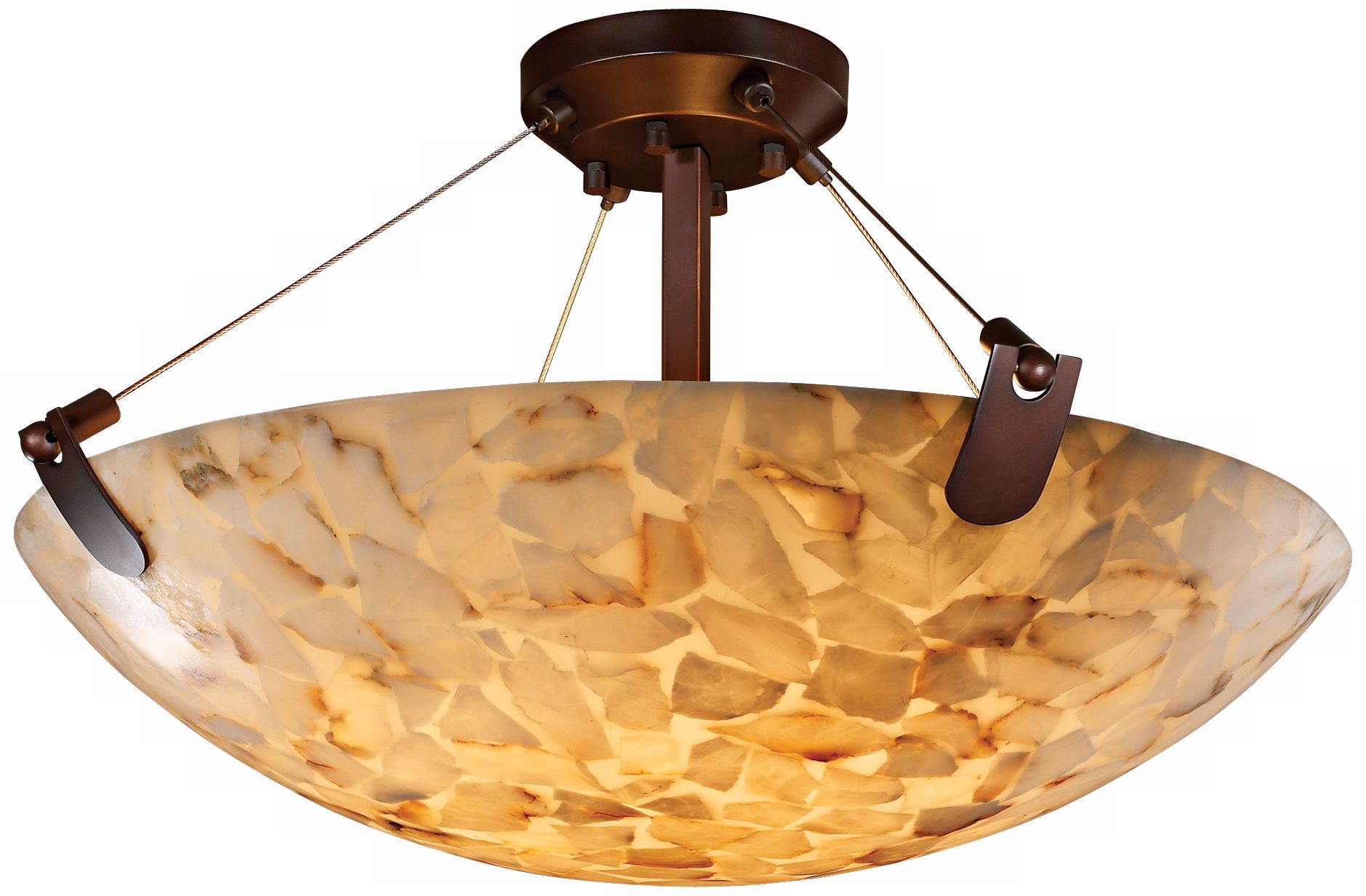 Alabaster Rocks Bronze Trim 18" Wide Semiflush Ceiling Light - #K5296 ...