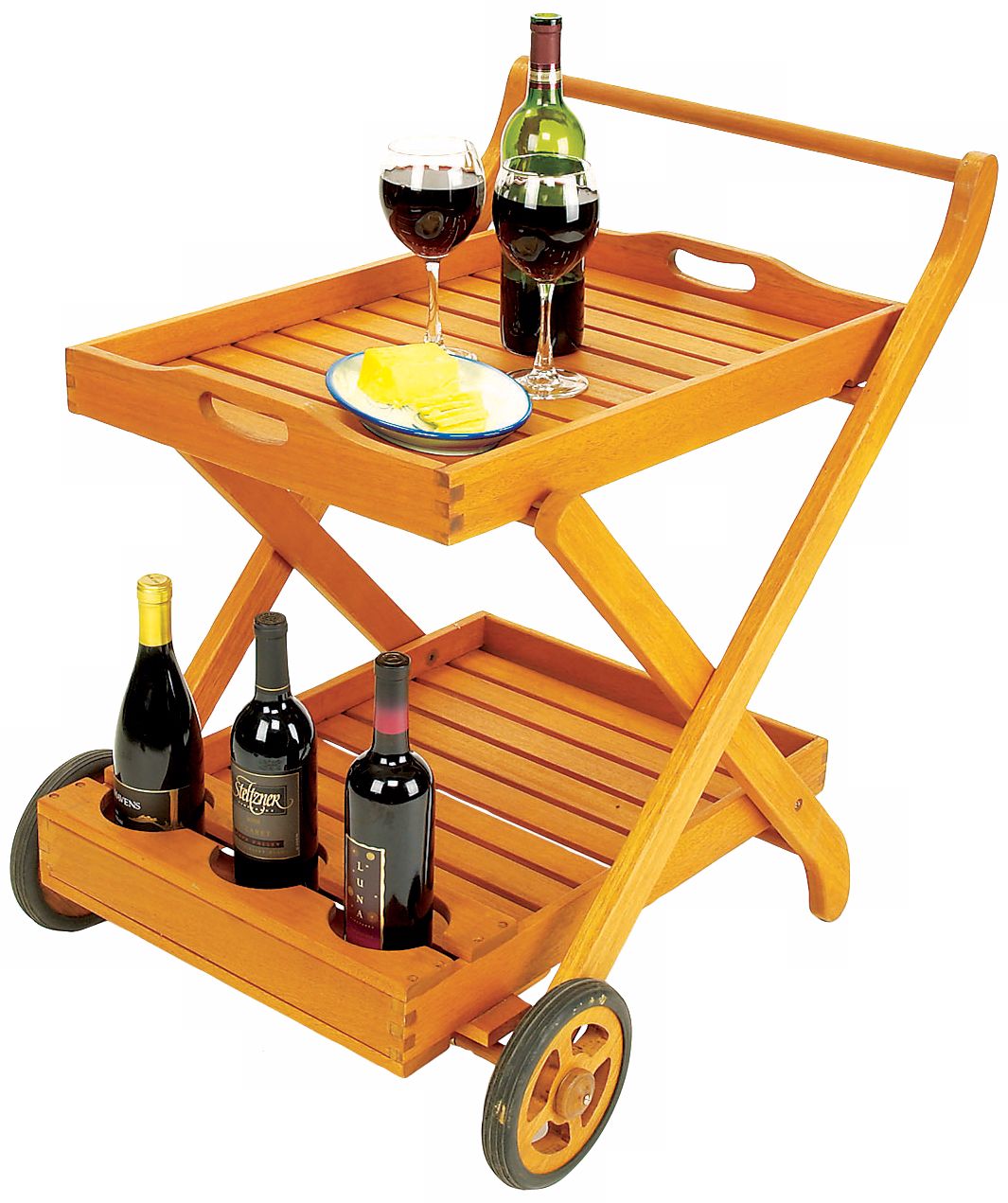 Eucalyptus Outdoor Serving Cart with Tray - #M7930 | Lamps Plus